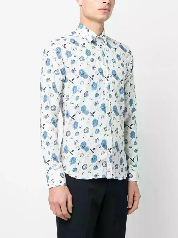Canali Floral Print Classic Shirt