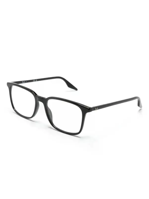 Ray-ban Logo-plaque Square-frame Glasses - Black