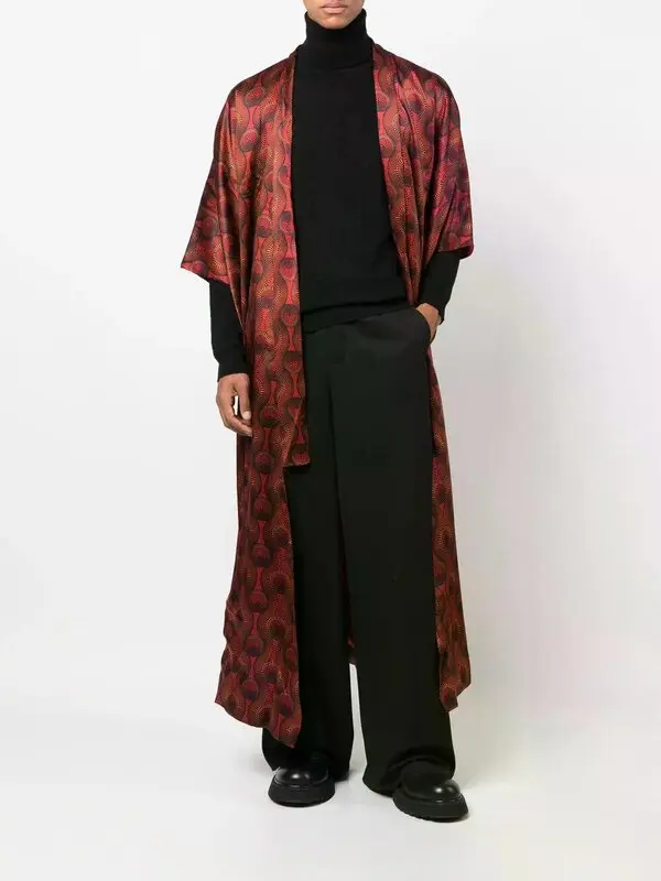 Ozwald Boateng Geometric-print Tie-waist Jacket