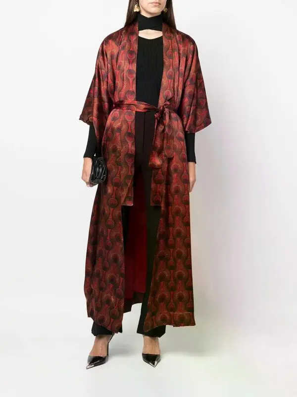 Ozwald Boateng Geometric-print Tie-waist Jacket