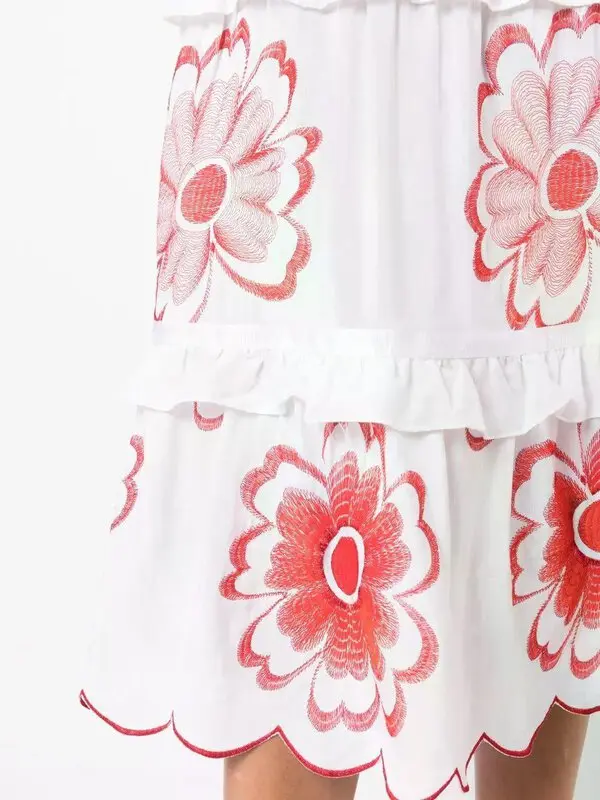 AMIR SLAMA Floral-embroidered Tiered Skirt