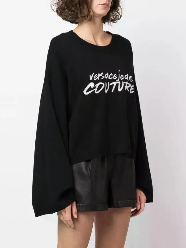 Versace Embroidered-logo Wide-sleeve Jumper