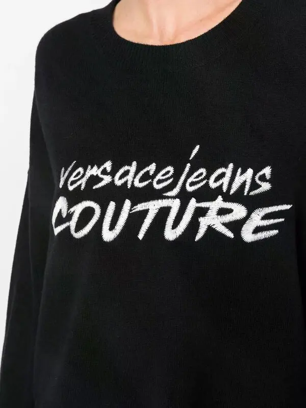 Versace Embroidered-logo Wide-sleeve Jumper