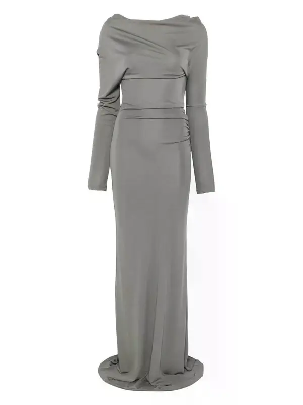 AYA MUSE One-shoulder Draped Maxi Dress - Grey