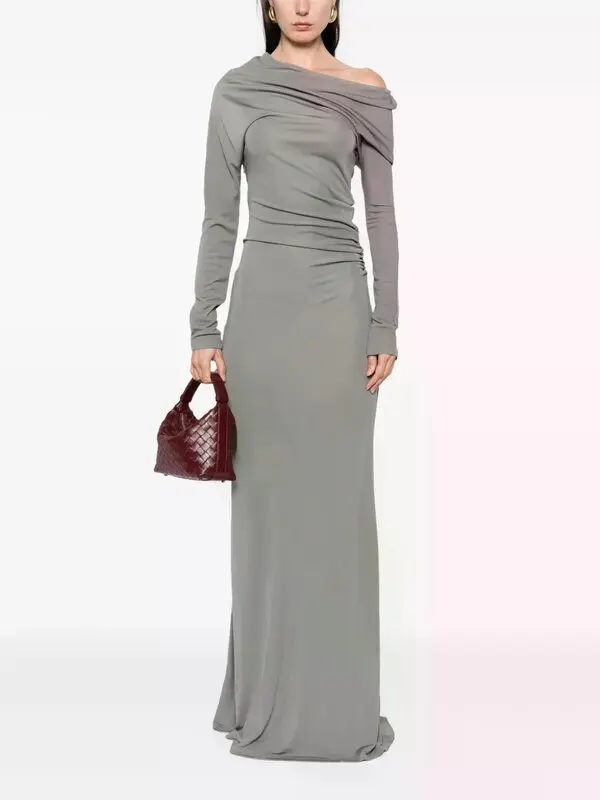AYA MUSE One-shoulder Draped Maxi Dress - Grey