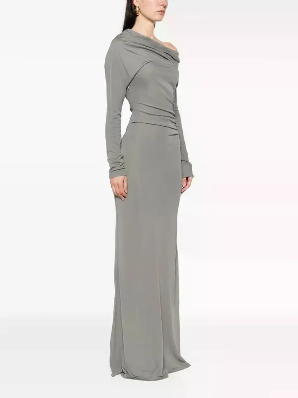 AYA MUSE One-shoulder Draped Maxi Dress - Grey