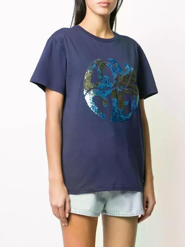 Alberta Ferretti Love Sequin T-shirt - Blue