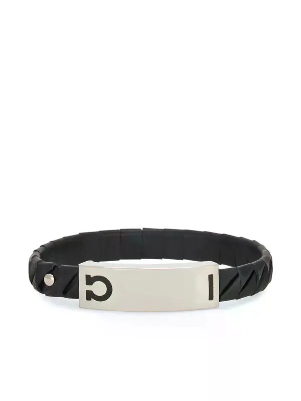 FERRAGAMO Gancini Leather Bracelet - Black