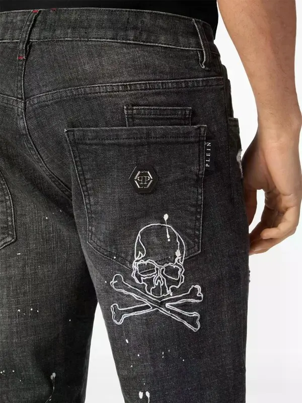 Philipp Plein Skull & Bones Slim Fit Jeans