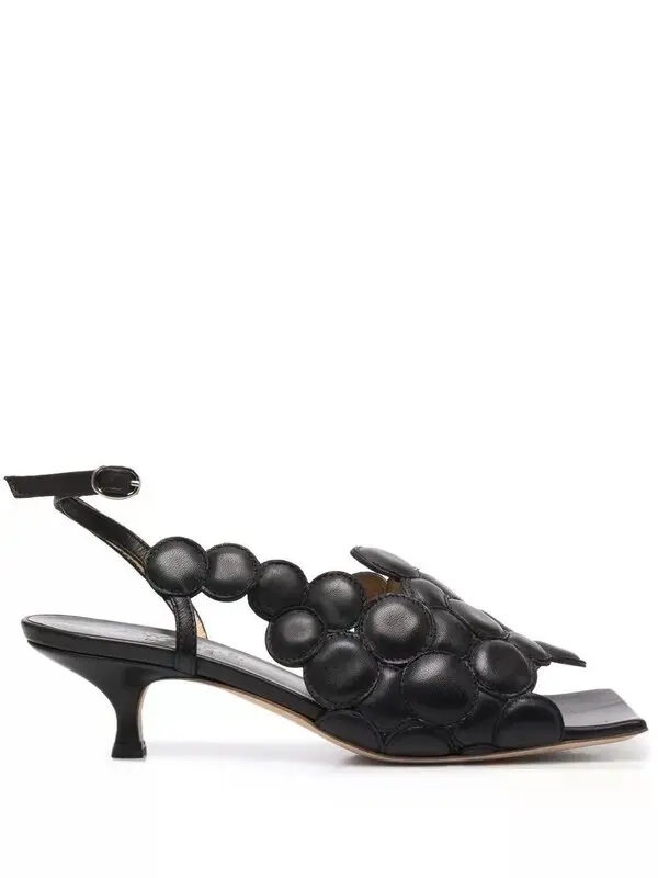 A.W.A.K.E. Mode Open-toe Leather Kitten Heel Sandals