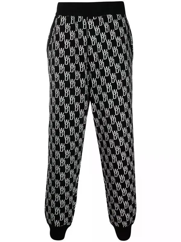 We11Done Intarsia Knit Track Trousers - Black