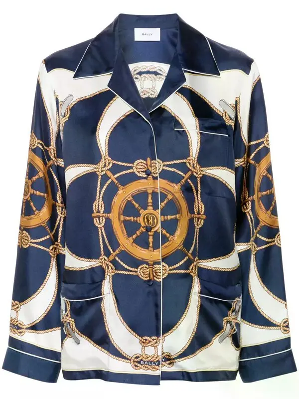 Bally Graphic-print Silk Shirt - Blue