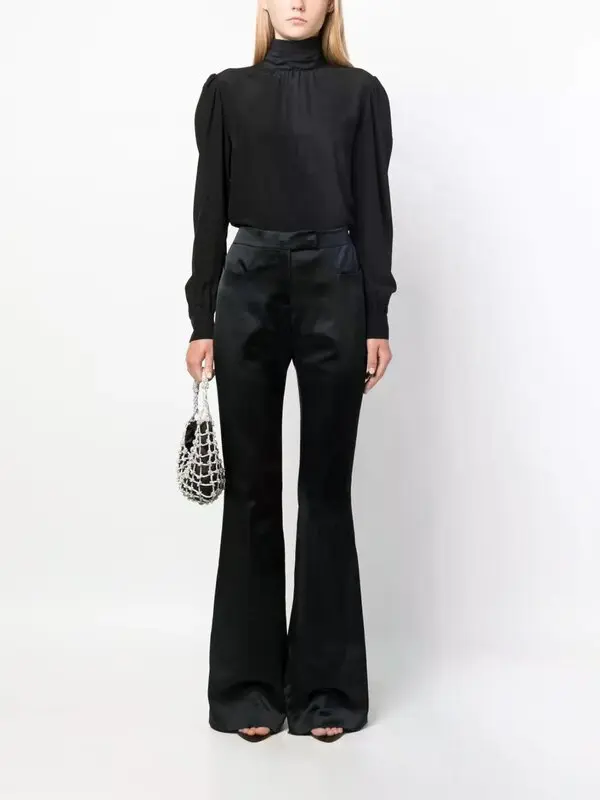 TOM FORD Flared Satin Trousers - Black