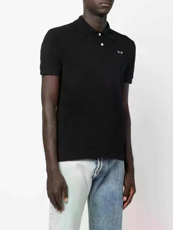 Play Comme Des Garcon Embroidered Logo Polo Shirt - Black
