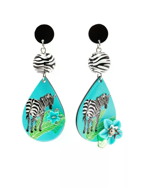 AMIR SLAMA Zebra-print Drop Earrings - Blue