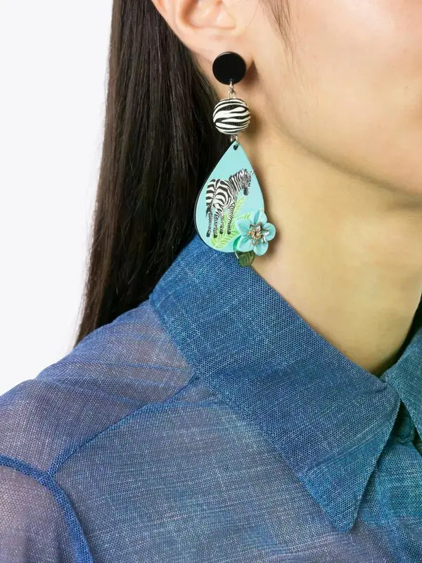AMIR SLAMA Zebra-print Drop Earrings