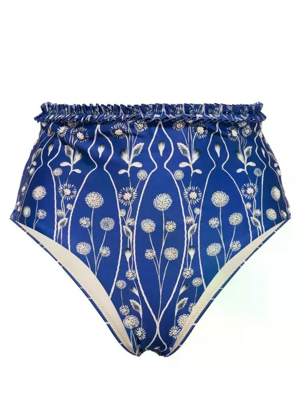 Agua Bendita Nopal Floral-print Bikini Bottoms - Blue