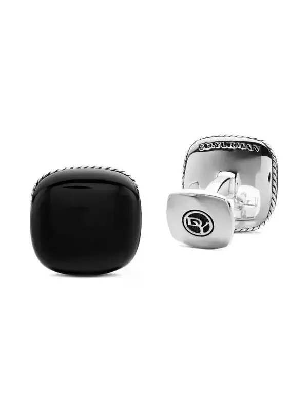 David Yurman Sterling Streamline Cushion Onyx Cufflinks