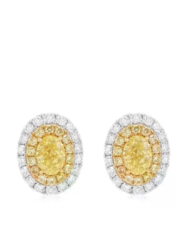 HYT JEWELRY 18kt White Gold Diamond Stud Earrings - Silver