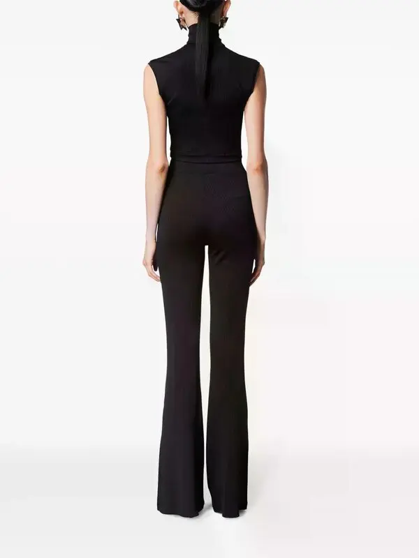 AREA Star-studded Rib-knit Crop Top