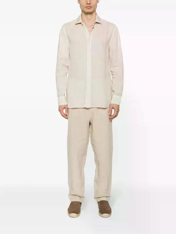 120% Lino Long-sleeves Linen Shirt - Neutrals