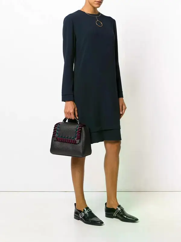 Orciani Leather Shoulder Bag With Velvet Stitch