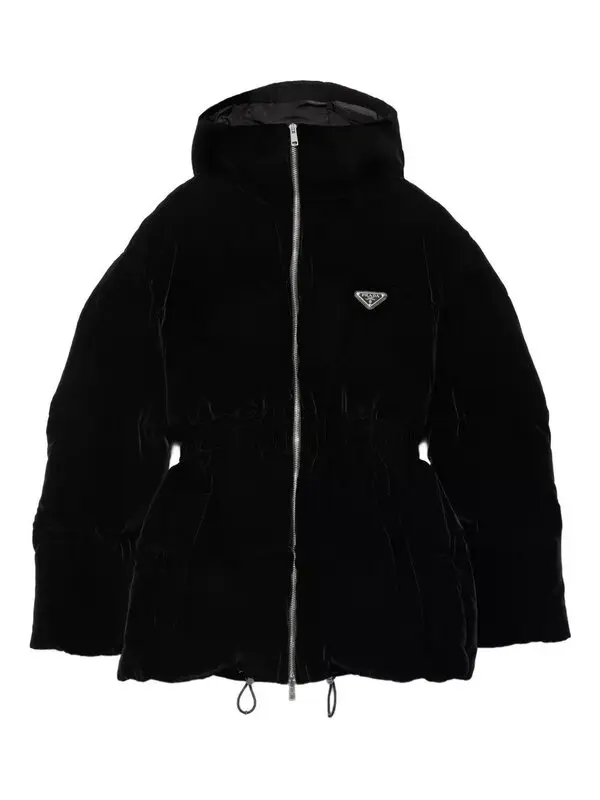Prada Velvet Puffer Jacket - Black