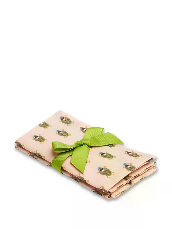 La DoubleJ Scarab-print Linen Napkins