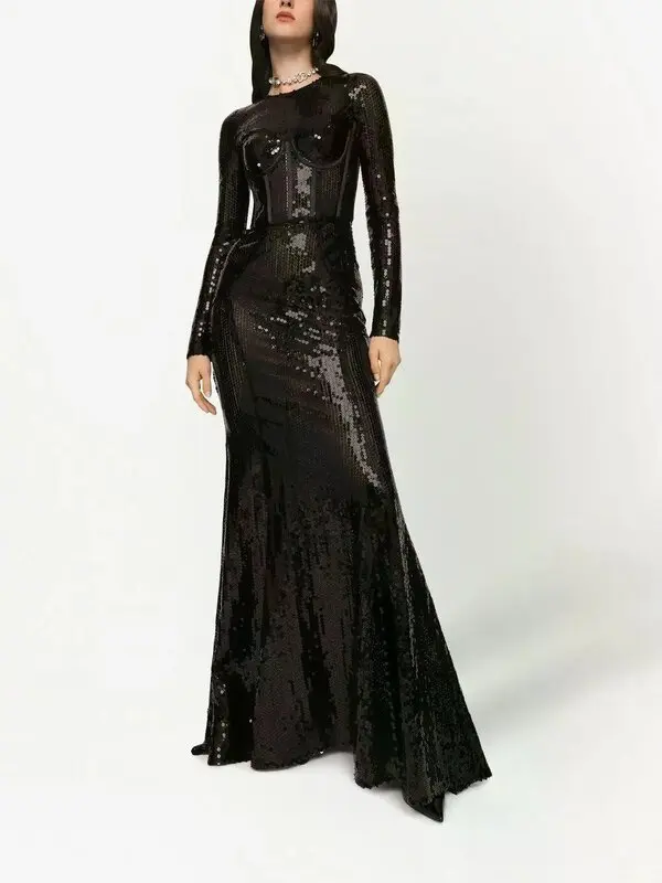 Dolce & Gabbana Corset Detail Sequined Gown