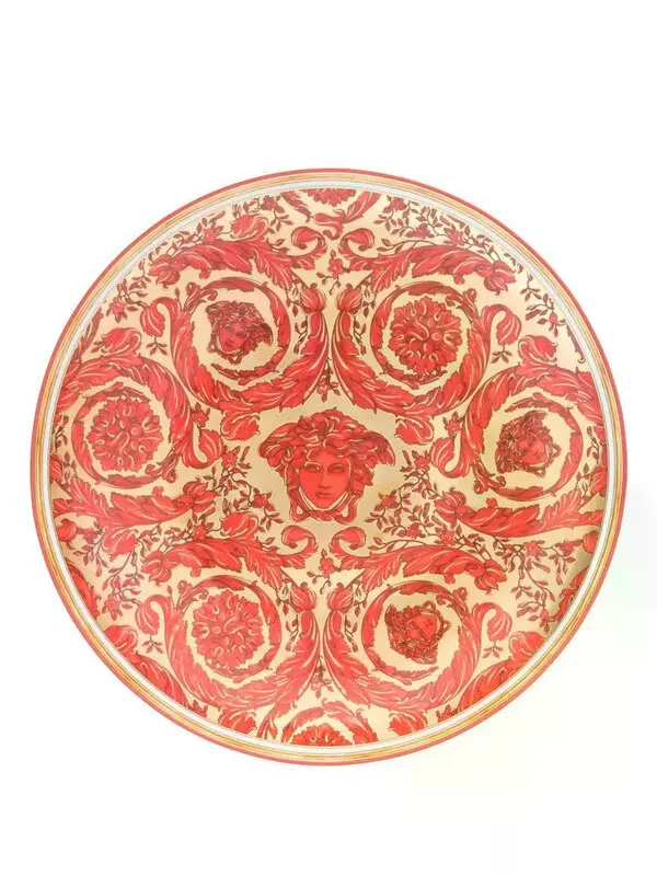 Versace Medusa Garland Porcelain Plate - Red