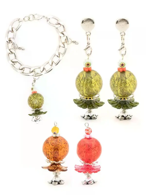 AMIR SLAMA Interchangeable Bracelet And Drop Pendant Earrings - Silver