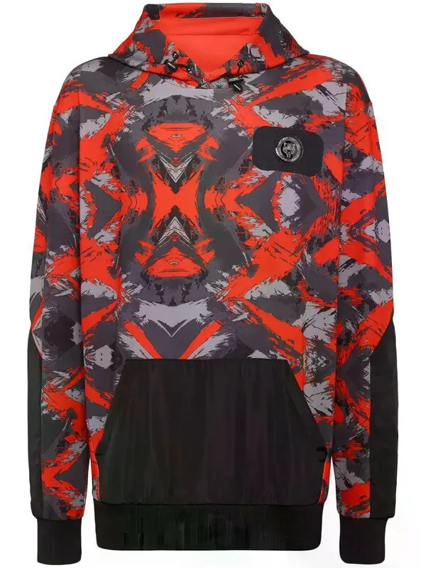 PLEIN SPORT Camouflage-print Logo-patch Hoodie