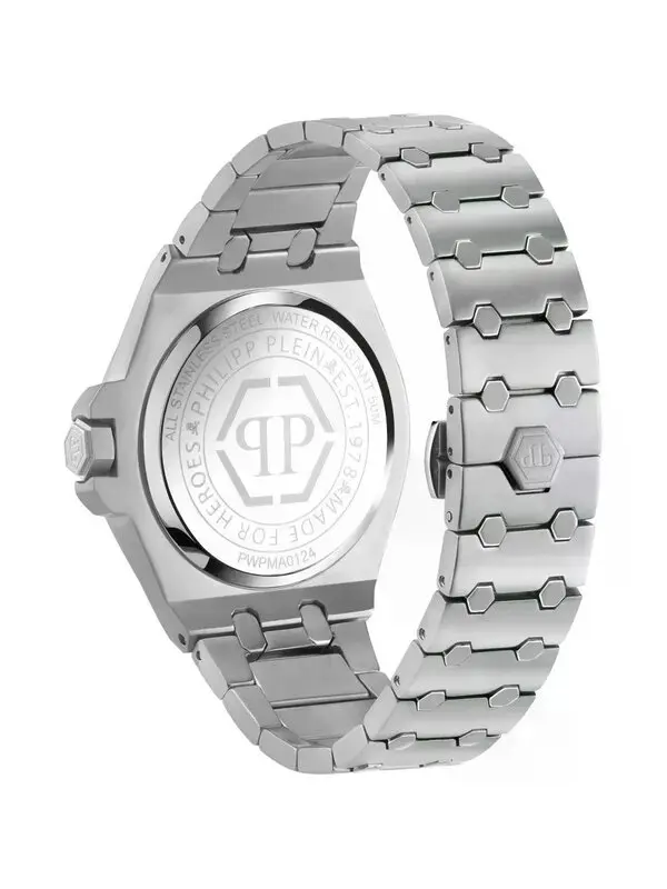 Philipp Plein Stainless Steel Watch With Engraved Logo