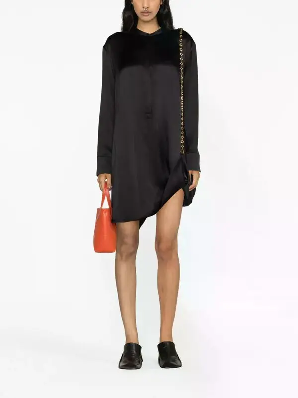 Loewe Chain Embellished Silk Shirtdress - Black