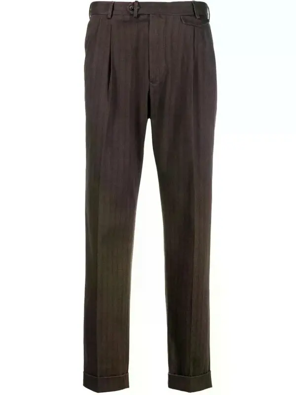 DELL'OGLIO Herringbone Cotton-blend Tapered Trousers