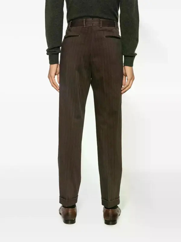 DELL'OGLIO Herringbone Cotton-blend Tapered Trousers