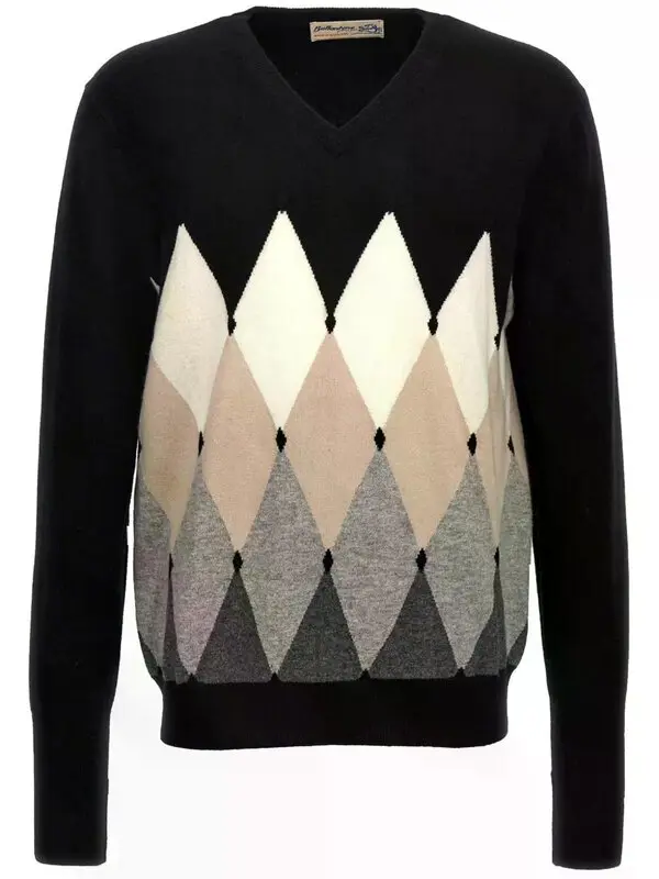 BALLANTYNE Argyle-intarsia Sweater - Black