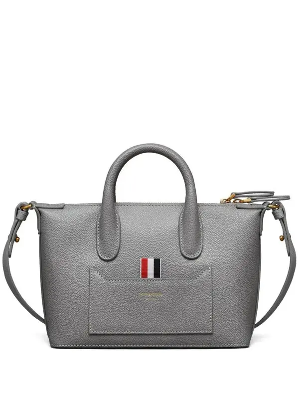 Thom Browne Leather Tote Bag - Grey