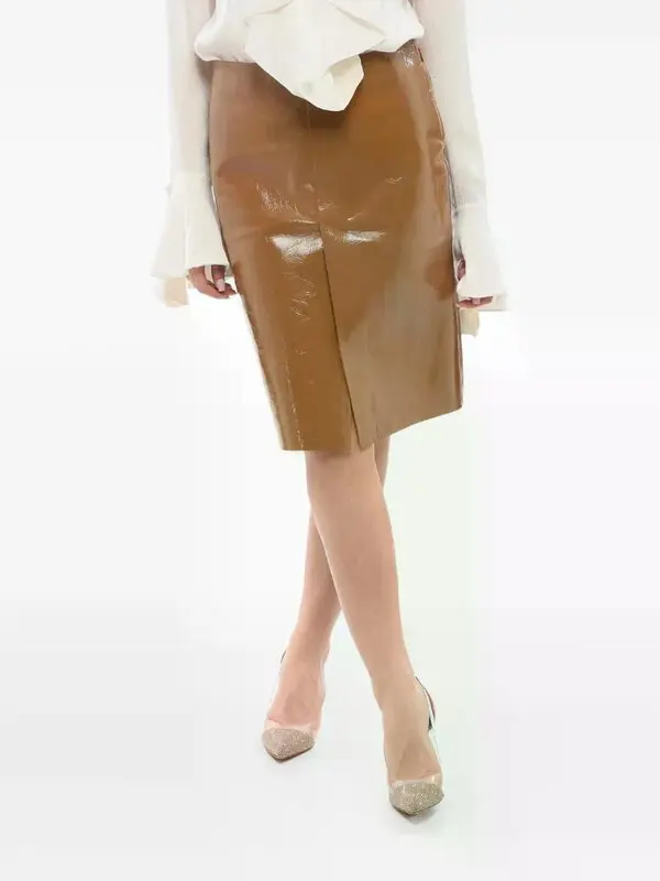 Gucci Split-hem Knee-length Leather Skirt
