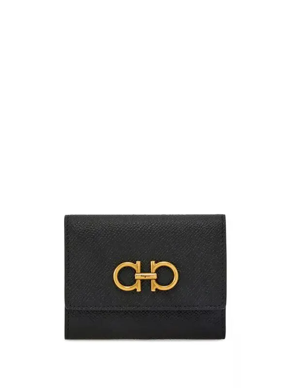 FERRAGAMO Gancini Tri-fold Wallet - Black