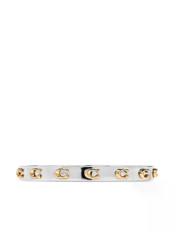 COACH Logo-plaque Bangle Bracelet - Silver