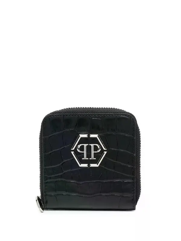 Philipp Plein Mini Crocodile-embossed Leather Wallet - Black