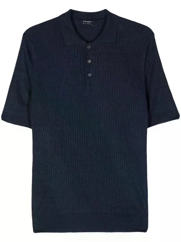 BARBA NAPOLI Ribbed-knit Polo Shirt