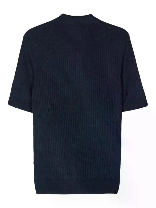 BARBA NAPOLI Ribbed-knit Polo Shirt