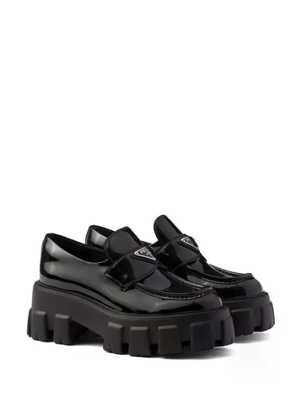 Prada Monolith Patent Leather Loafers - Black