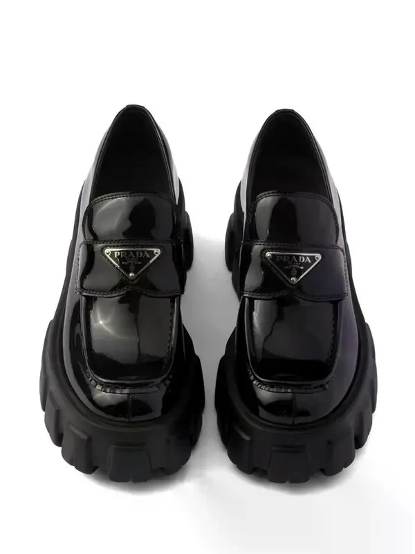 Prada Monolith Patent Leather Loafers - Black