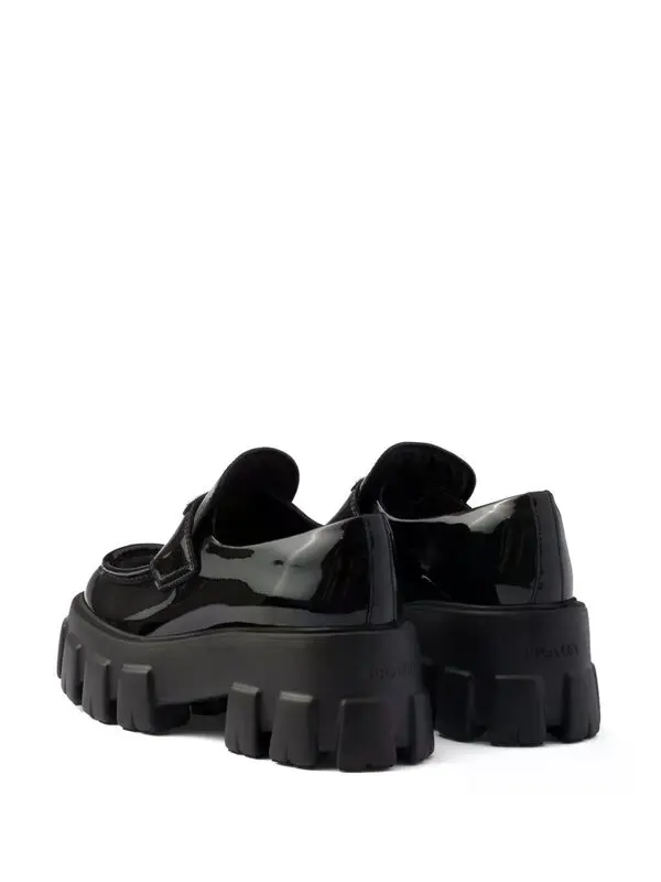 Prada Monolith Patent Leather Loafers - Black