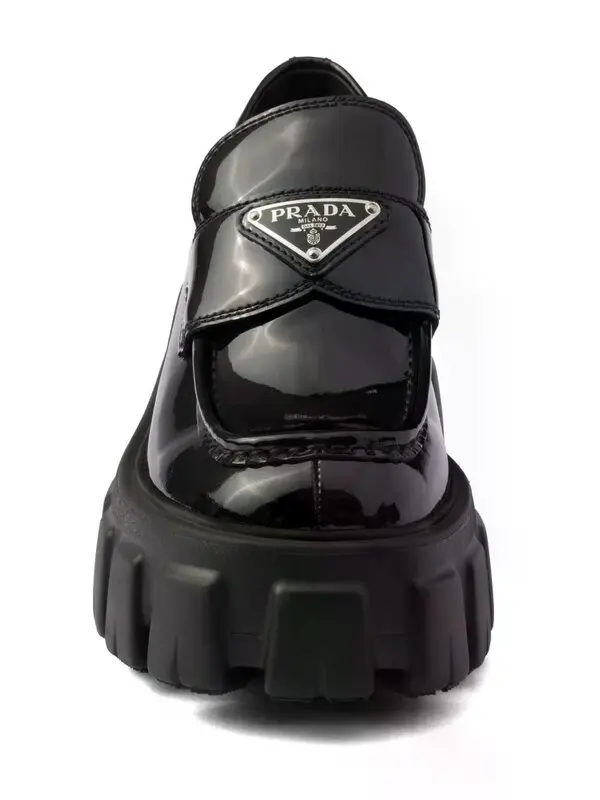 Prada Monolith Patent Leather Loafers - Black