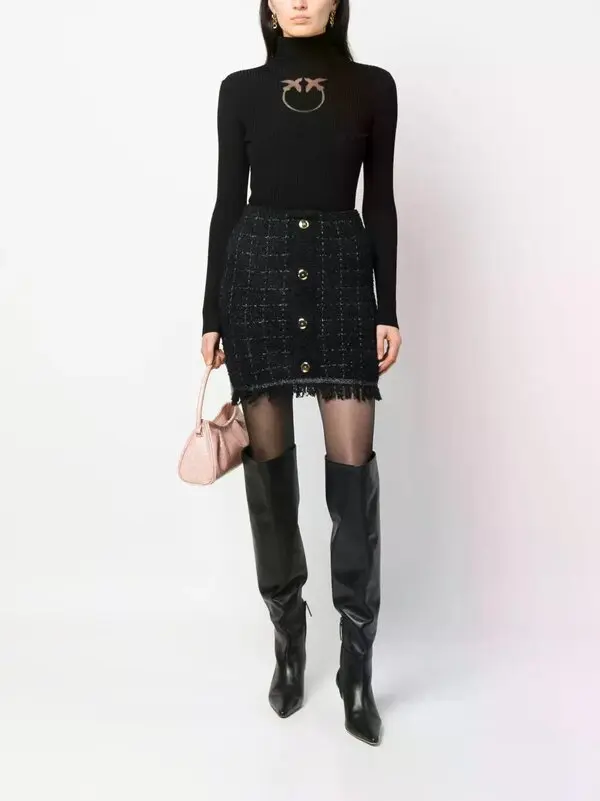 Pinko Intarsia-knit Logo Roll-neck Jumper