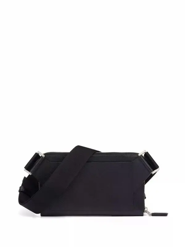 Prada Logo Plaque Zipped Crossbody Bag - Black